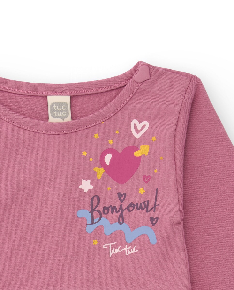 Body tipo vestido para bebé niña en color lila con falda de tul y estampado frontal de corazones ...