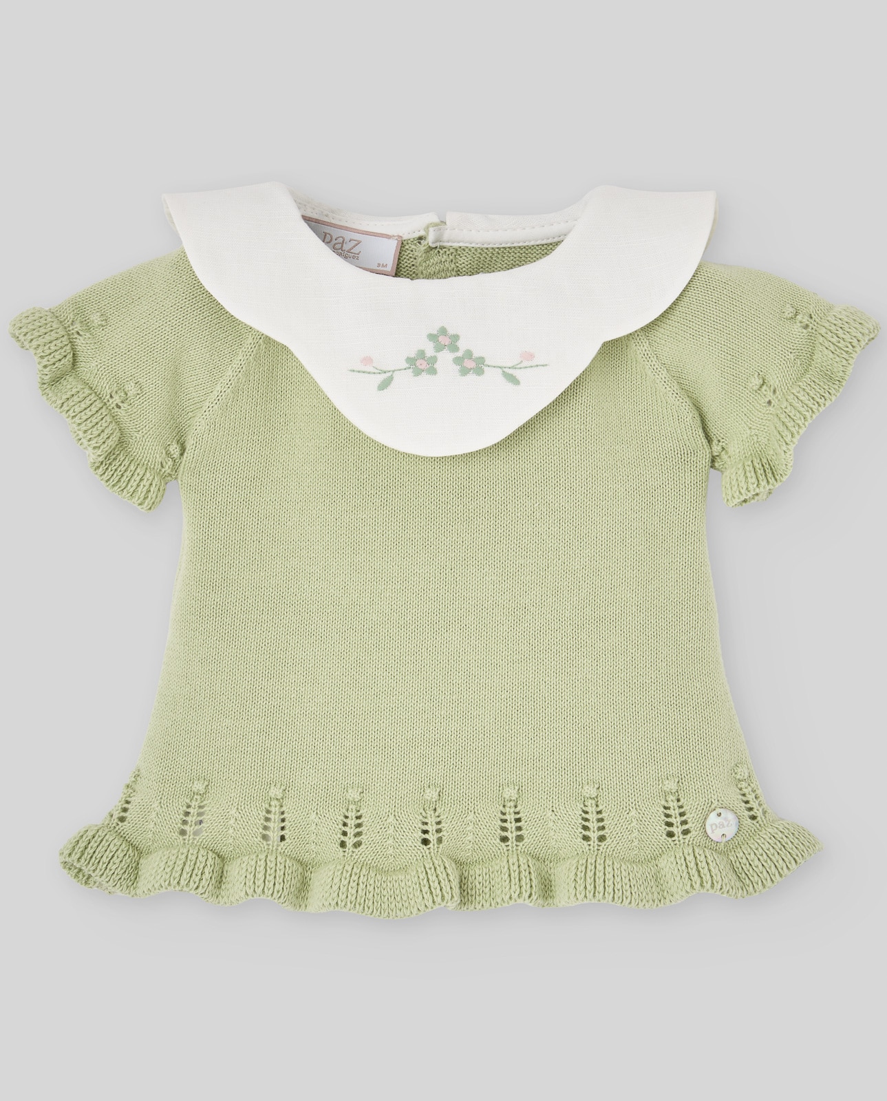 Jersey de bebé con bordado de florecitas colección Frescura Verde claro ...