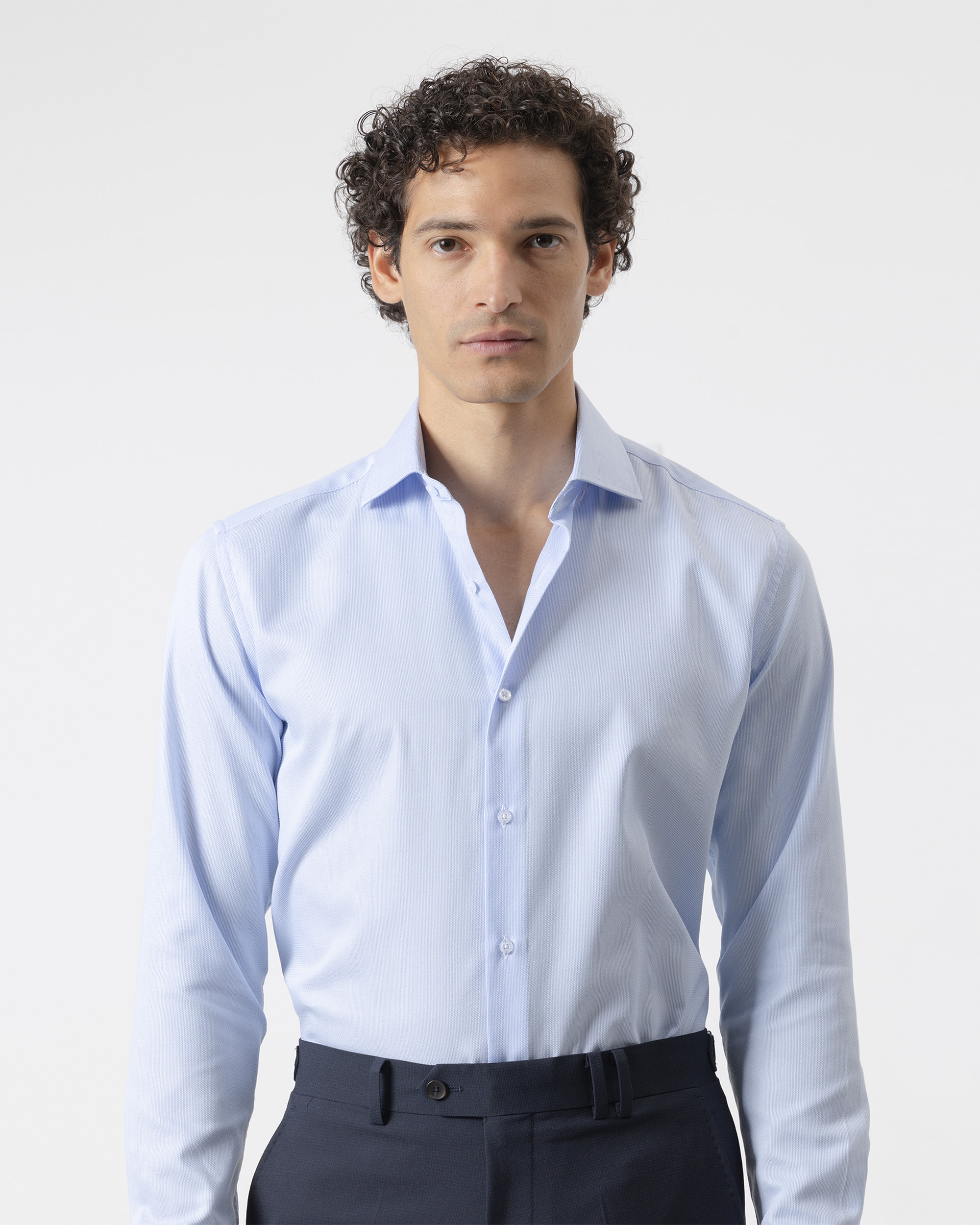 Camisa vestir mil rayas de hombre regular fit azul celeste Azul celeste ...