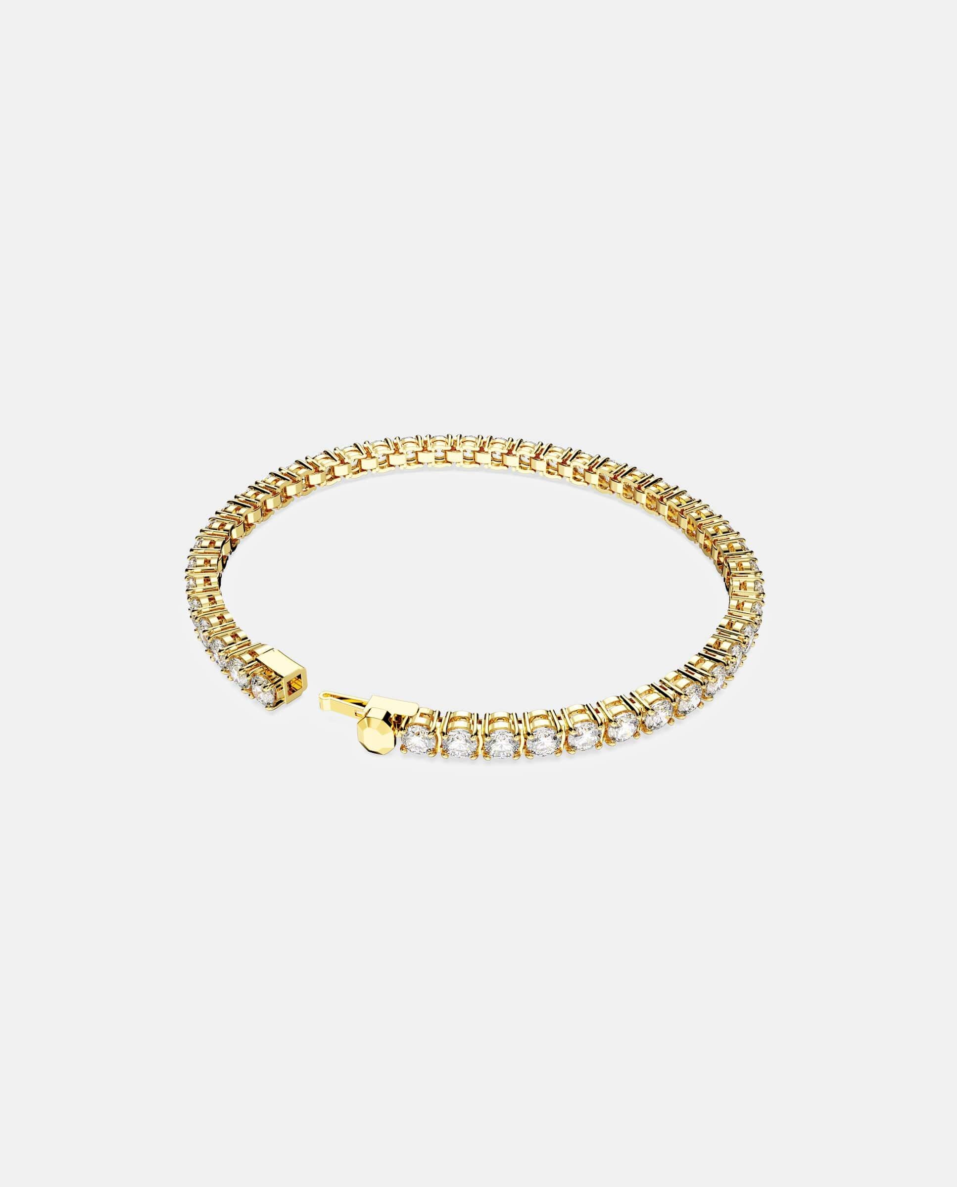 Pulsera matrix tennis con piedras redondas bañada en oro Blanco ...