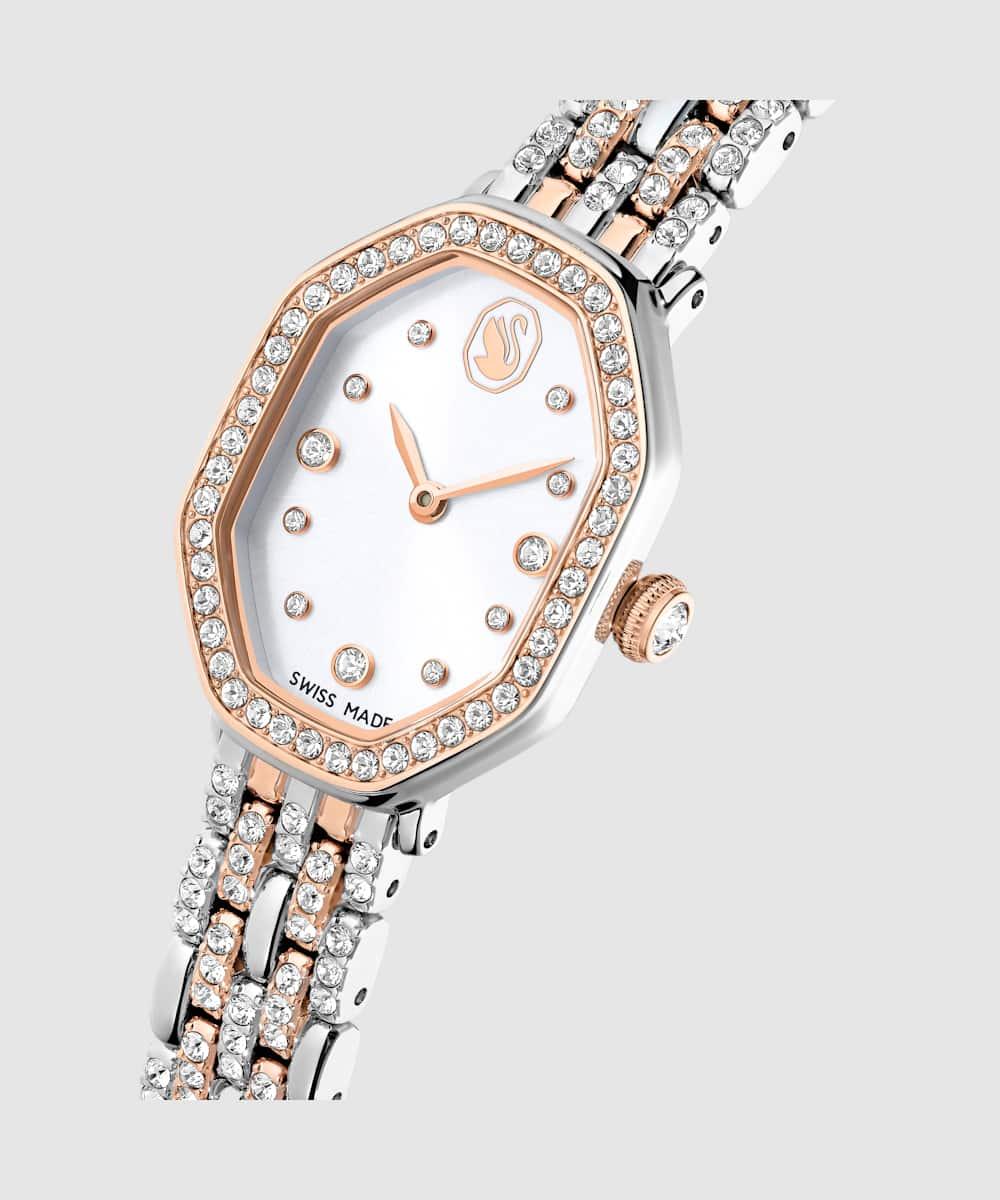 Reloj de mujer pave octogonal con pavé de cristales en tono rosa Rosa ...