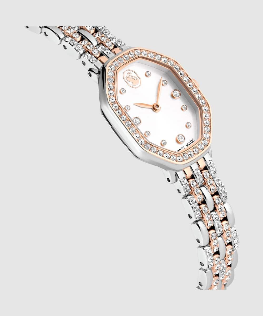 Reloj de mujer pave octogonal con pavé de cristales en tono rosa Rosa ...