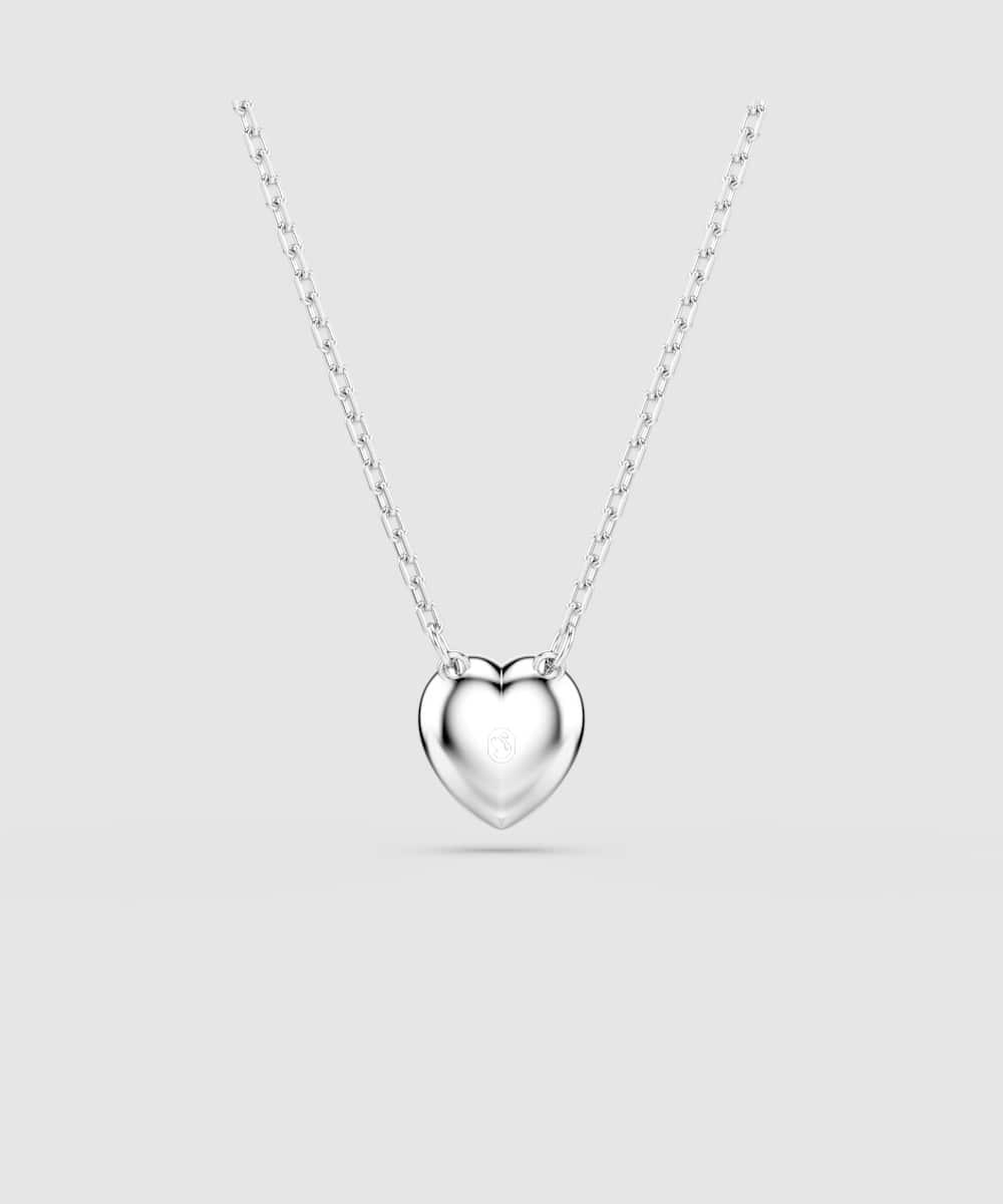 Colgante SS25 Capsule bañado en rodio con cristal de corazón Blanco ...