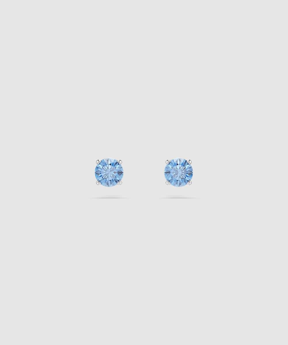 Pendientes de botón stilla bañados en rodio con circonita redonda Azul ...